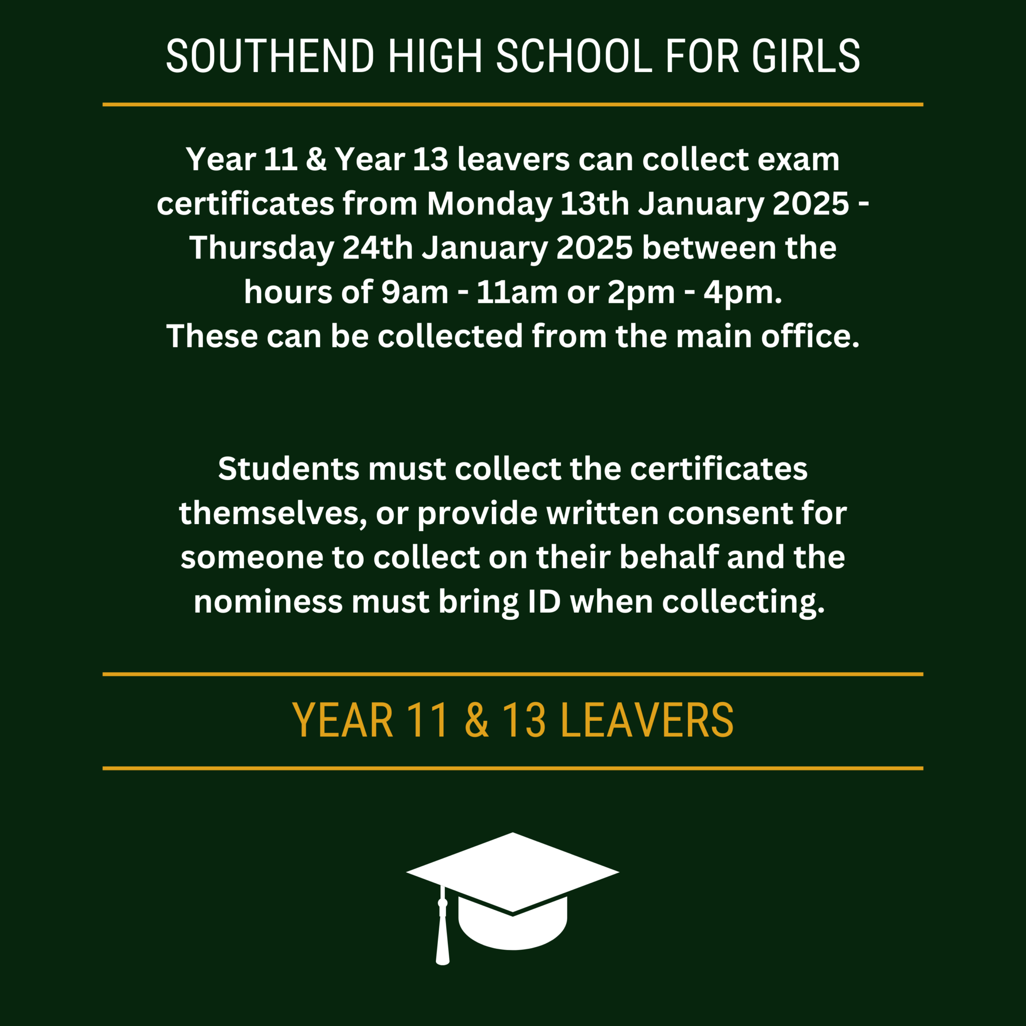 Summer 2024 - Exam Certificate Collection - Southend High School for Girls